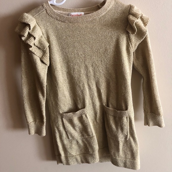 Cat & Jack | Dresses | Gold Tunic Dress With Ruffle Shoulders | Poshmark